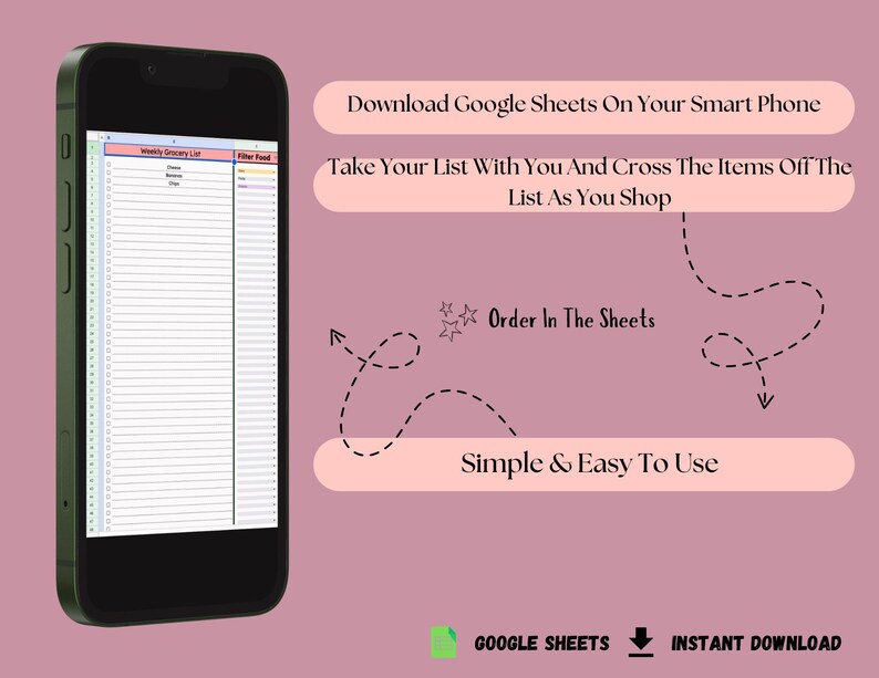 Digital Grocery List Template Meal Planner Shopping List Google Sheets ...