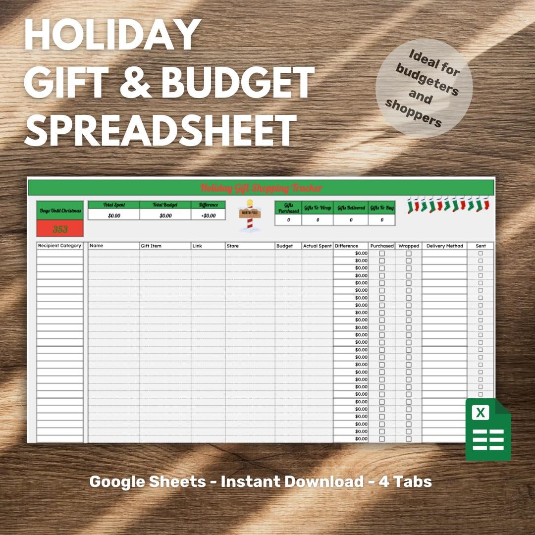 Ultimate Christmas Gifts Tracker - Holiday Budget Spreadsheet - Gift ...