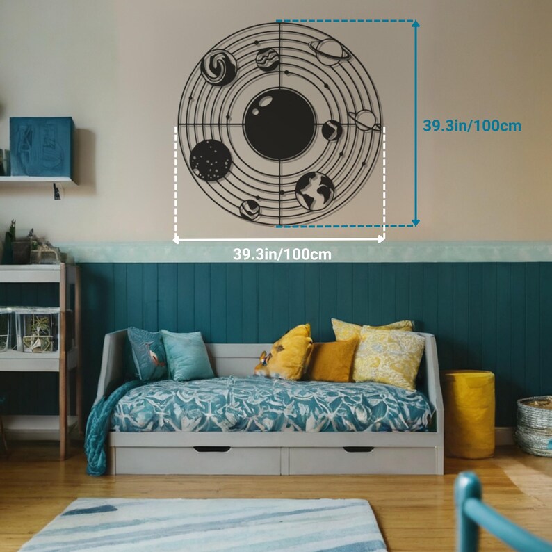 Solar System Metal Wall Art, Planet Sign Wall Decoration, Orbital ...