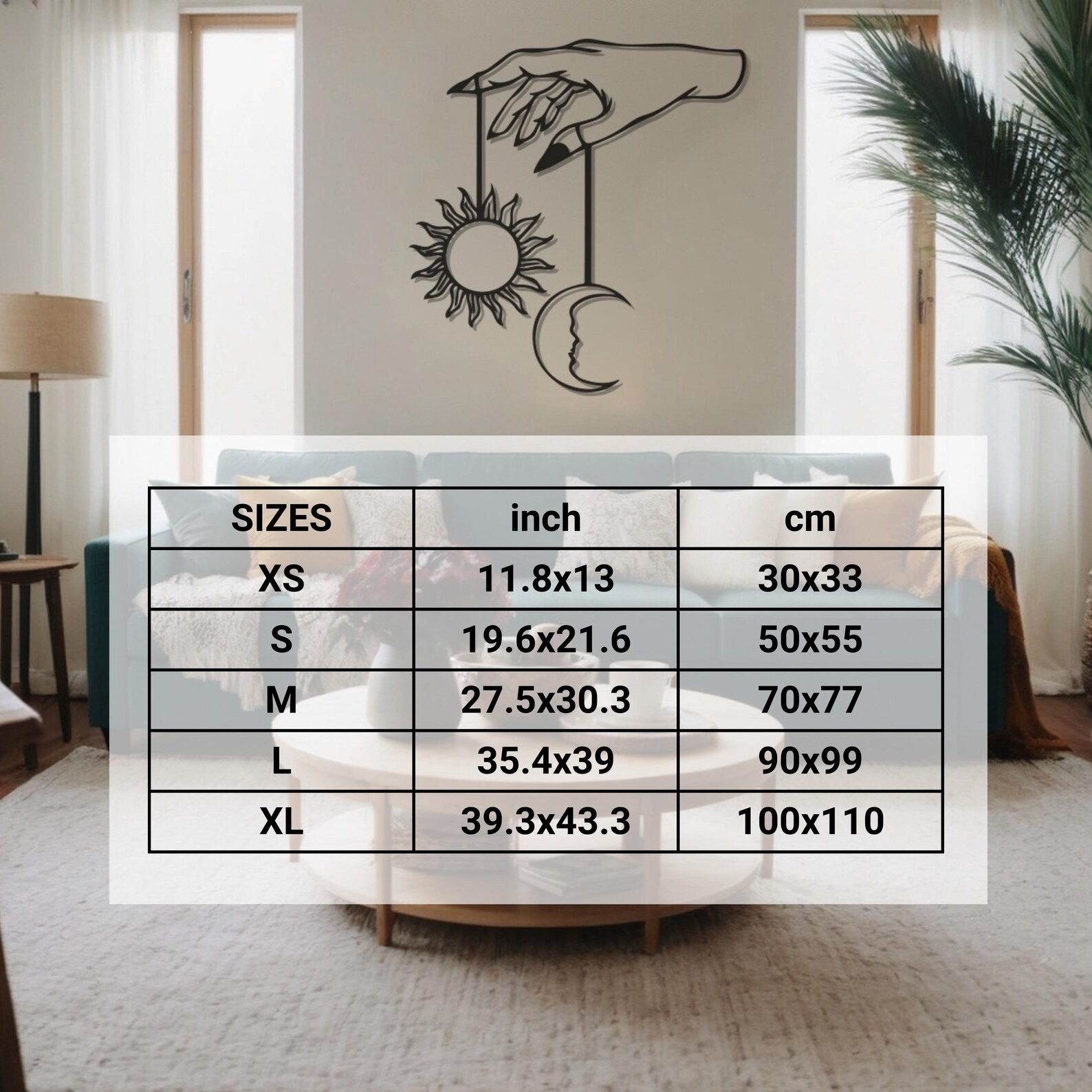 Hanging Sun and Moon Metal Wall Art, Sun Sign Wall Decoration, Crescent ...