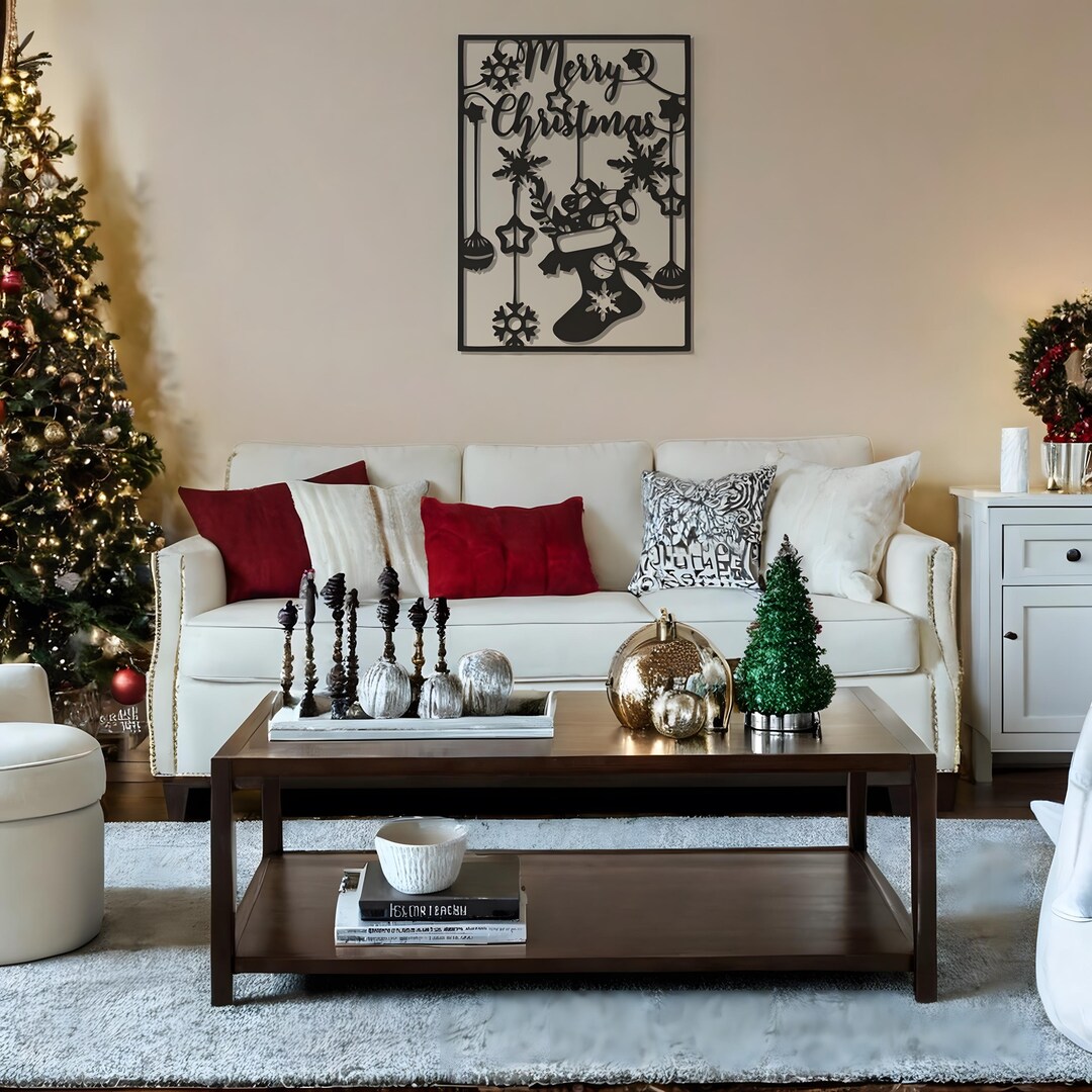 Merry Christmas Metal Wall Art, Noel Wall Hanging, Above Fireplace ...