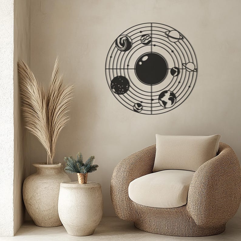 Solar System Metal Wall Art, Planet Sign Wall Decoration, Orbital ...