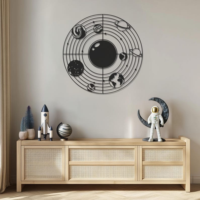 Solar System Metal Wall Art, Planet Sign Wall Decoration, Orbital ...
