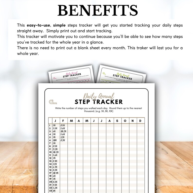 Daily Step Tracker Printable, Monthly Step Log, Fitness Tracker ...