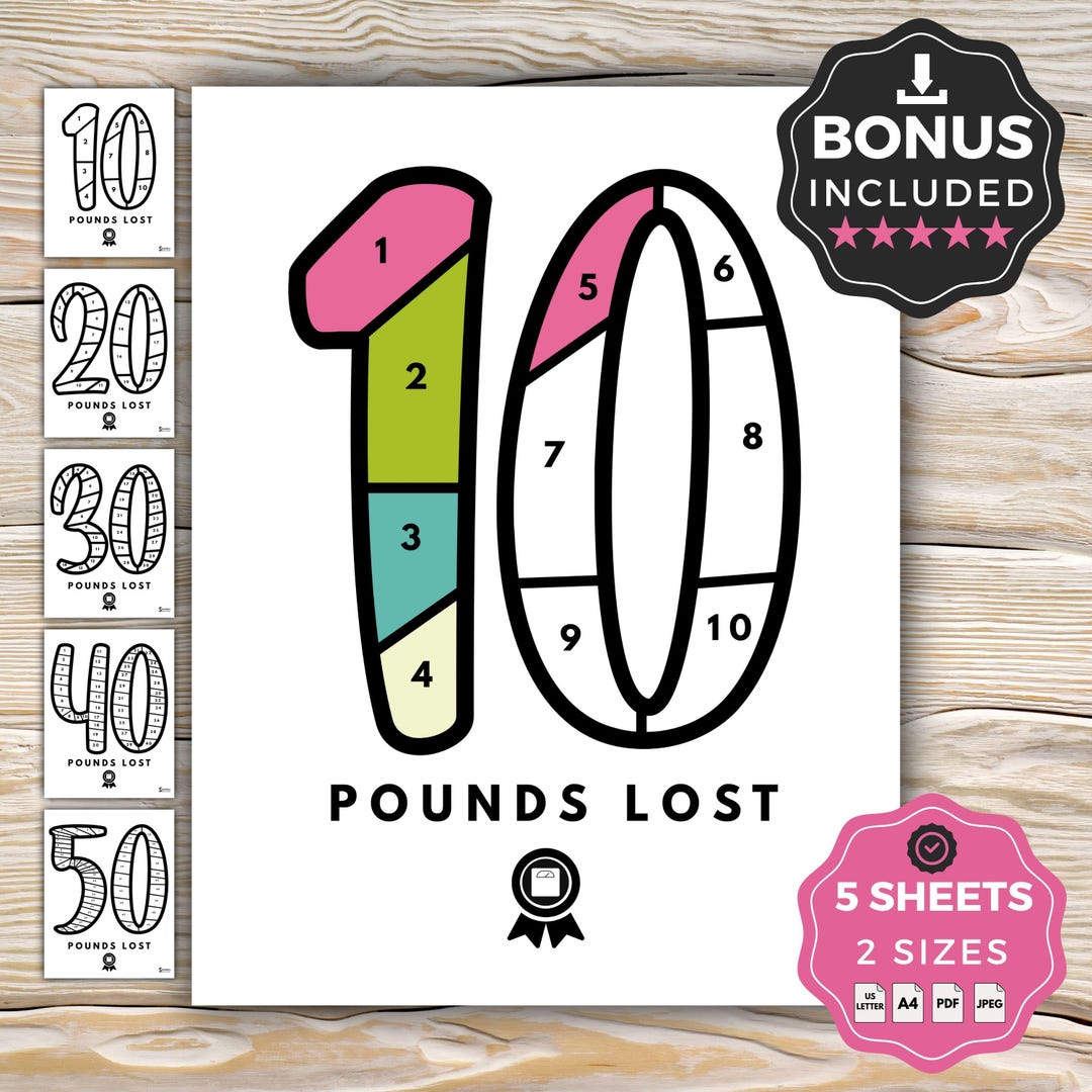 Weight Loss Tracker Coloring Page, Printable Journal for Fitness Goals ...