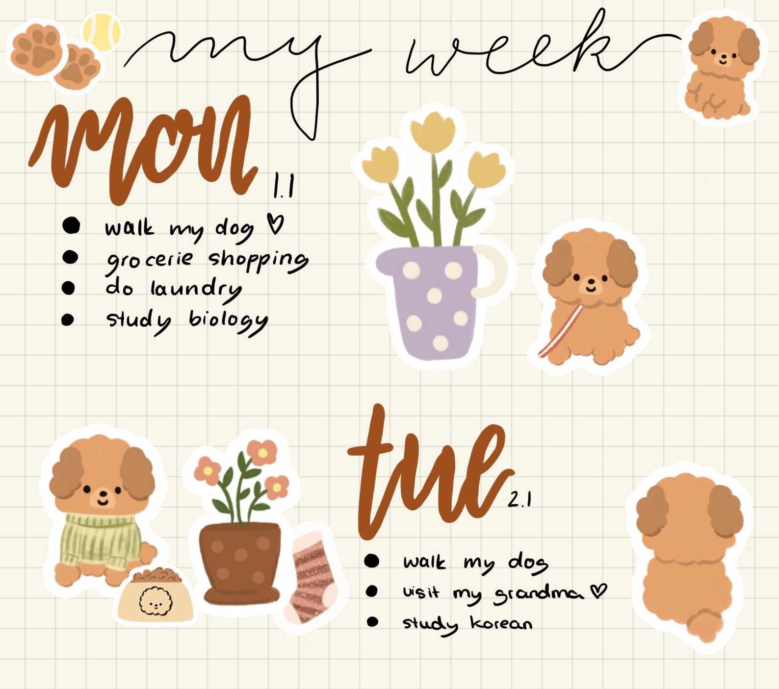 Poodle Doodle Digital Sticker Set PNG Goodnotes Notion Canva High ...