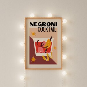 NEGRONI PRINTABLE Digital Download Bar Cart Decor COCKTAIL Poster Party ...