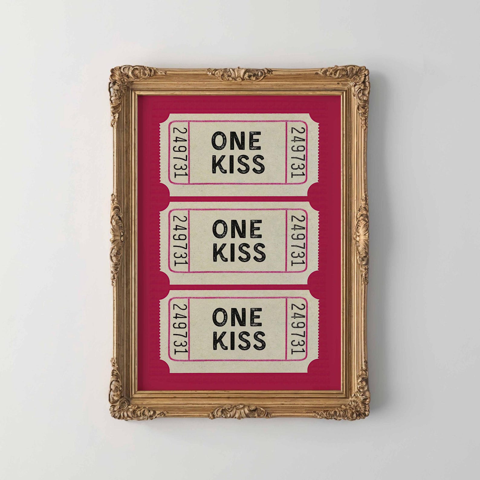 Printable Ticket Stubs Wall Art | One Kiss Vintage Tickets | Romantic ...