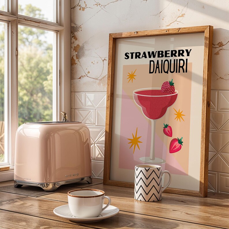 Strawberry DAIQUIRI COCKTAIL PRINTABLE | Kitchen Digital Download | Bar ...