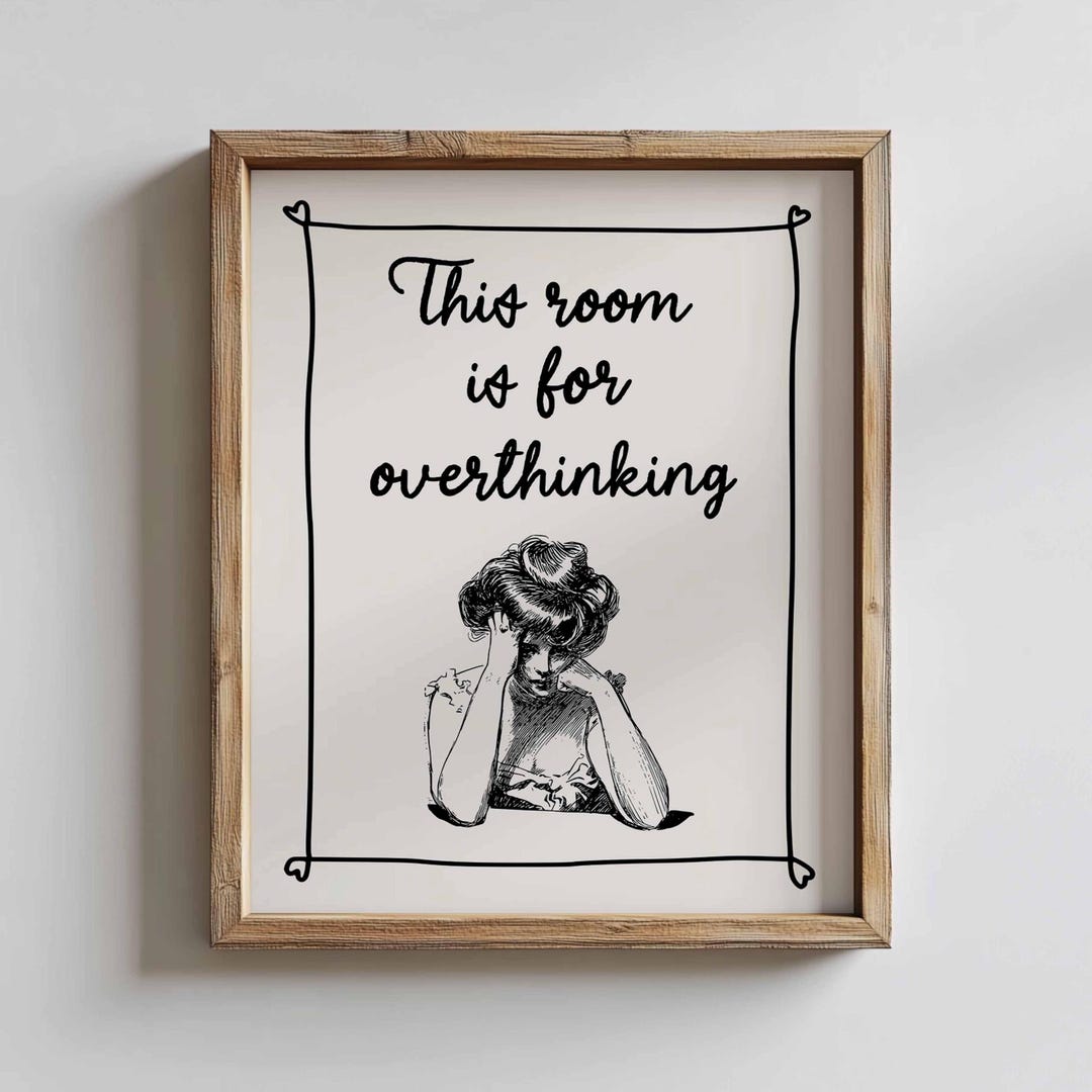 Overthinking Printable Wall Art | Vintage Illustration | Funny Prints ...