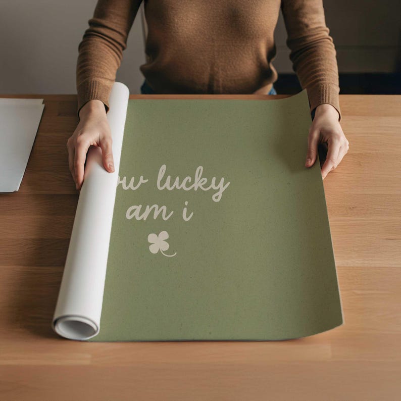 How Lucky Am I Print: Sage Green Typography Wall Art (digital Download ...