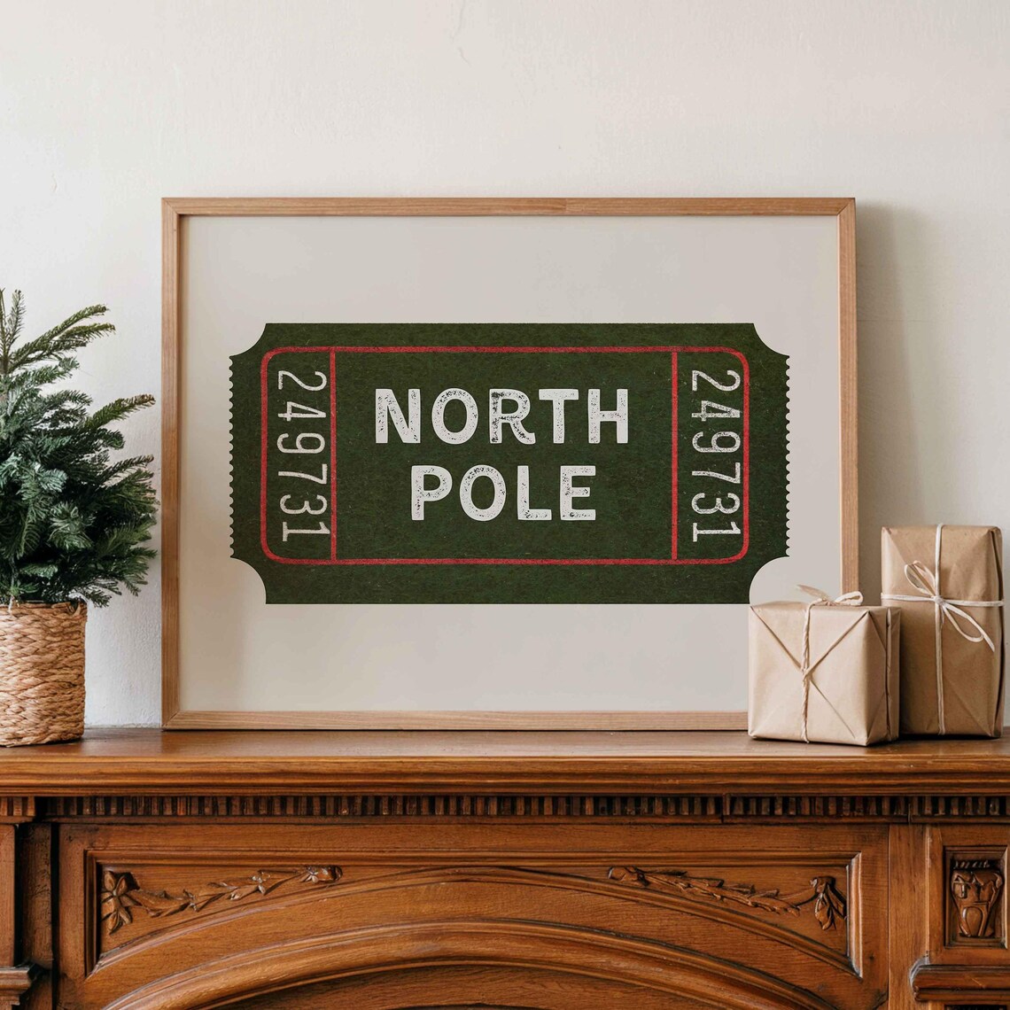 North Pole Ticket Print: Christmas Wall Decor (digital Download) - Etsy