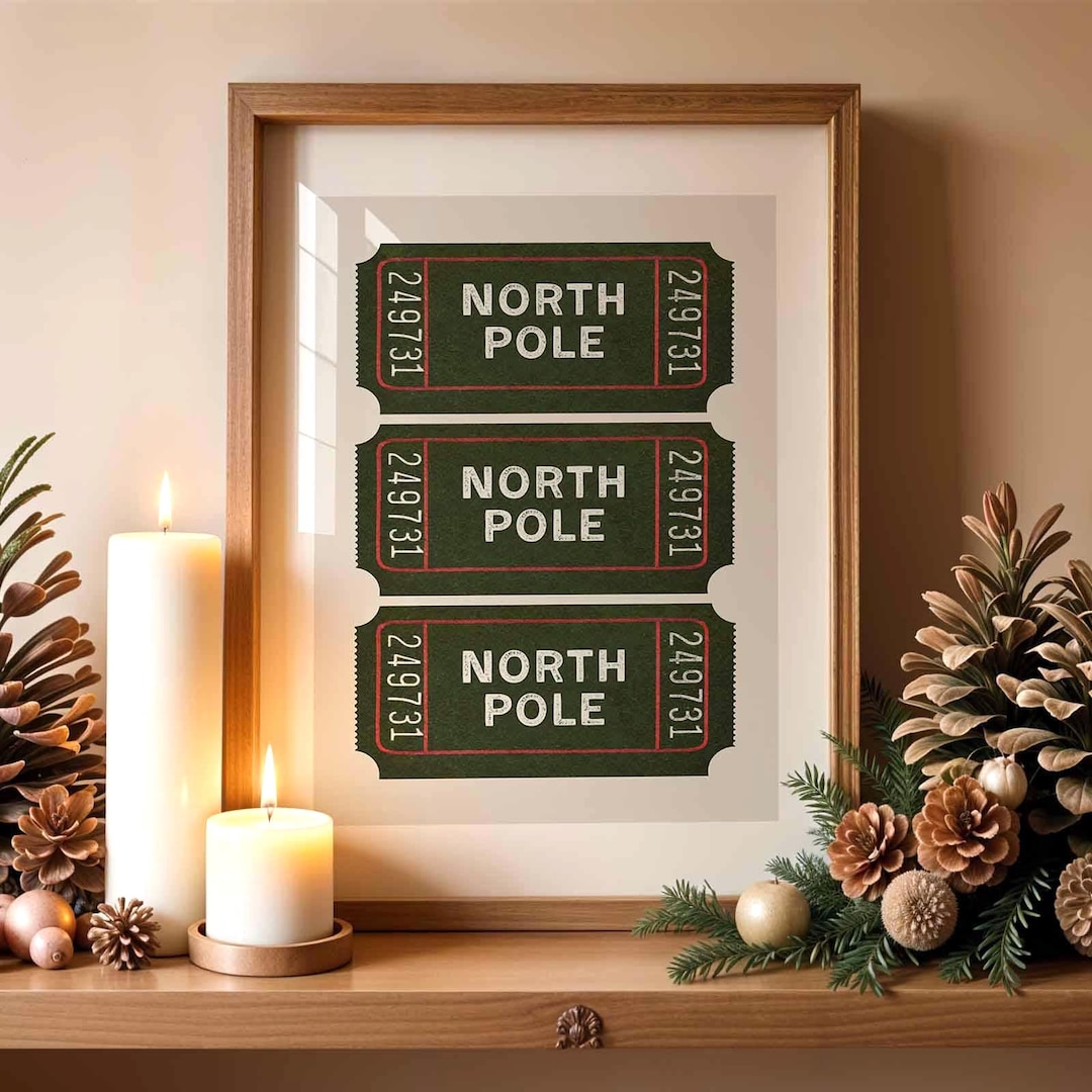 North Pole Print: Retro Printable Christmas Wall Art (digital Download ...