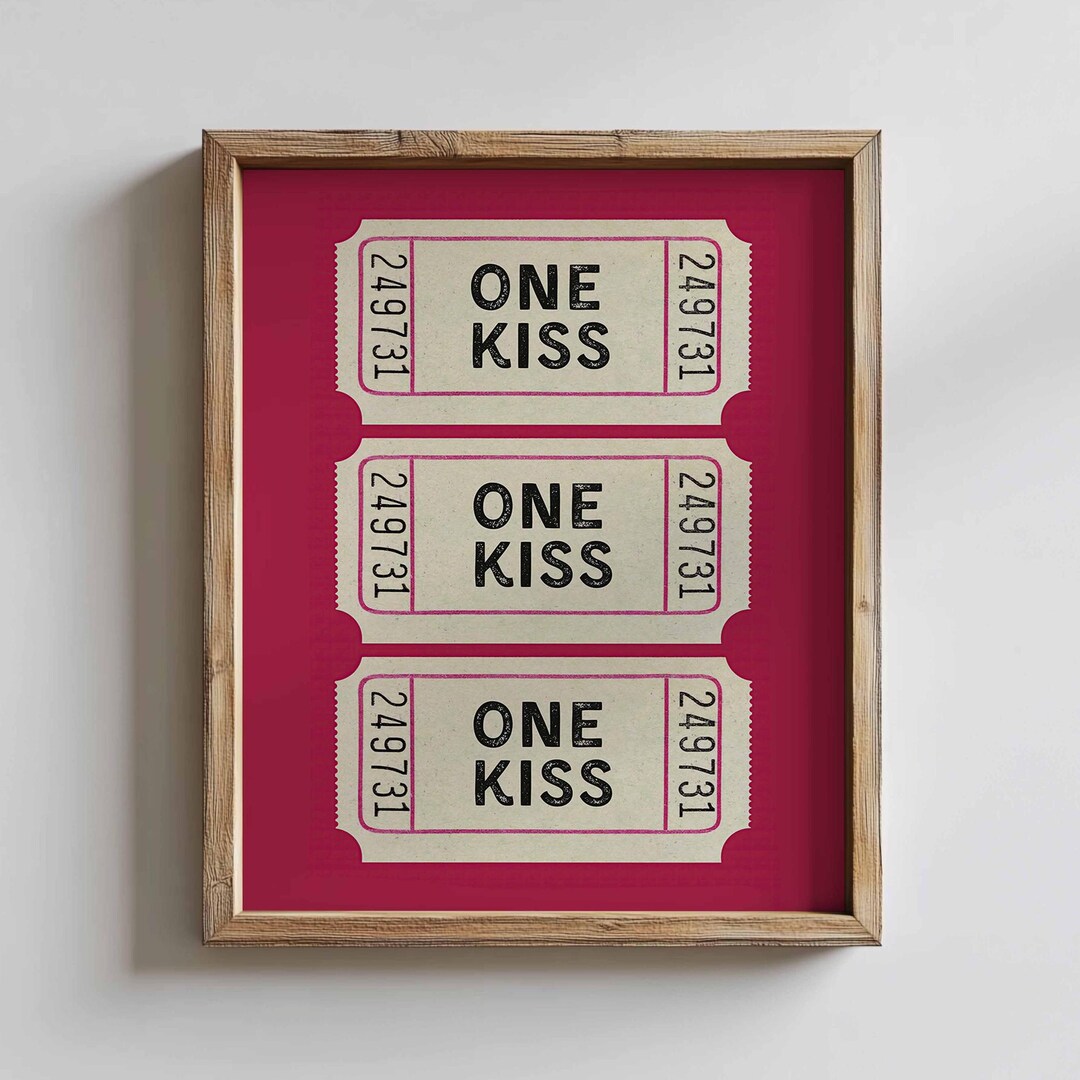 Printable Ticket Stubs Wall Art | One Kiss Vintage Tickets | Romantic ...