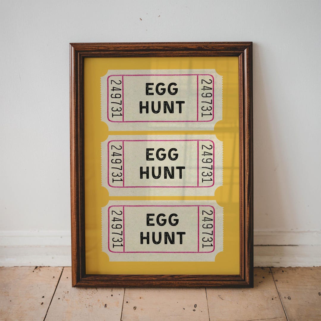Egg Hunt Easter Printable Wall Art | Vintage Ticket Stub Poster ...