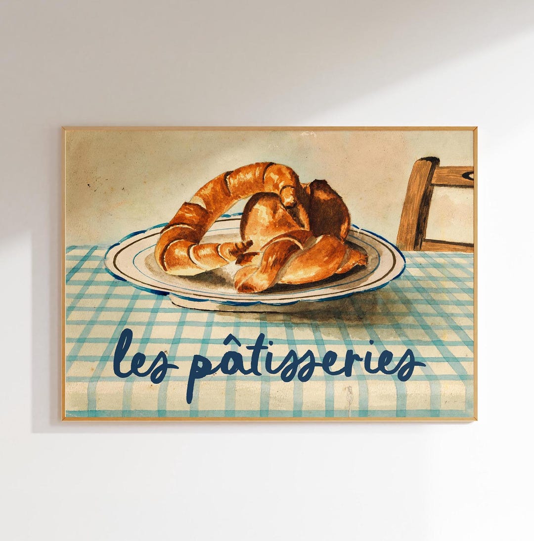French Pastries Printable Kitchen Wall Art | Vintage Painting Digital ...