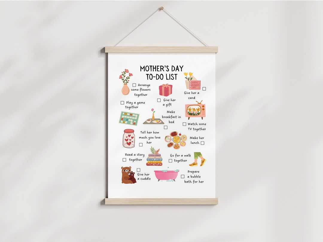 MOTHERS DAY to Do List PRINTABLE Mother's Day Activities Digital ...