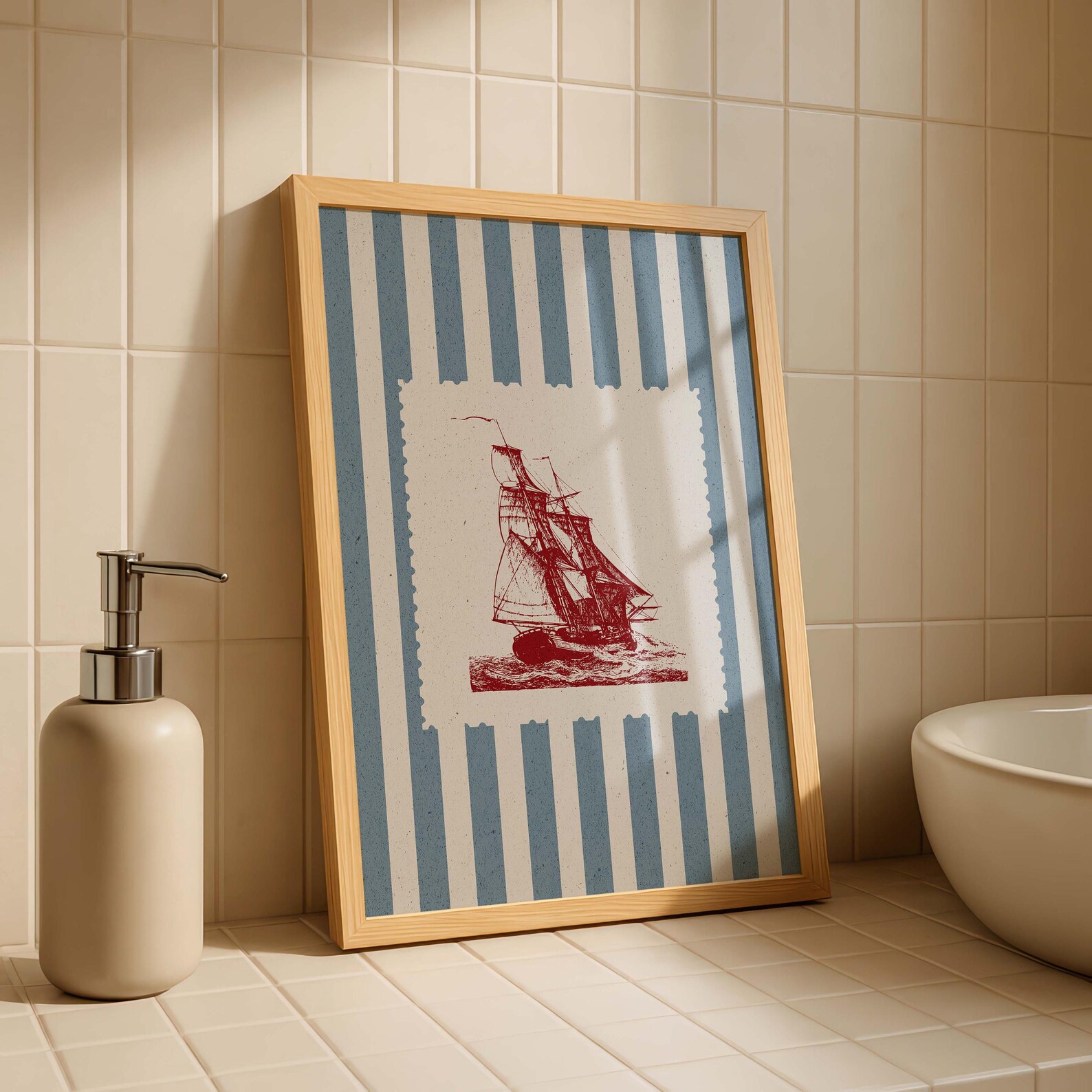 Nautical Ship Print: Striped Sailor Art, Summer Vibes (digital Download ...