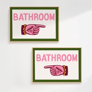 Bathroom Sign: Restroom Directions Set of 2 Prints (digital Download ...