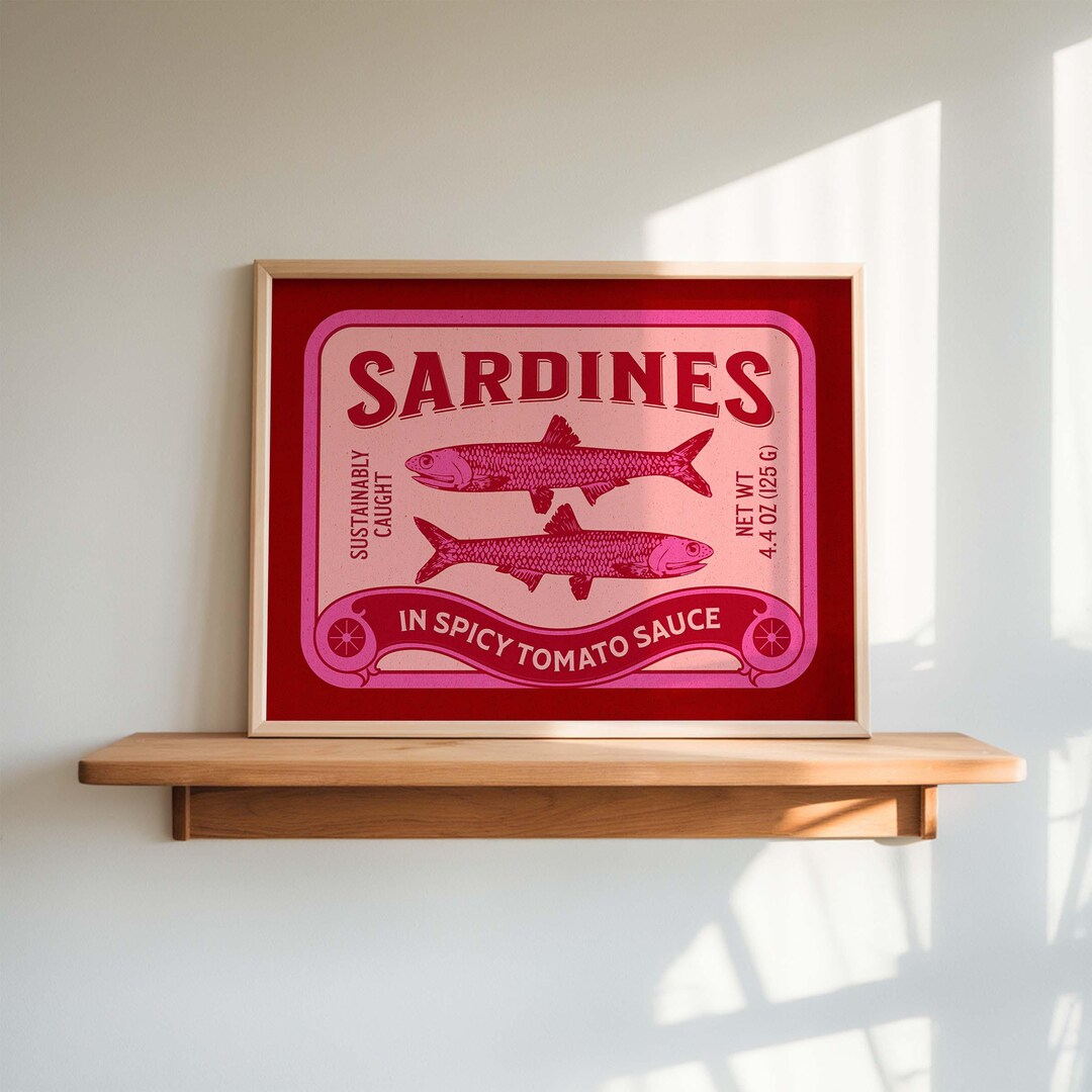 Fun Sardine Tin Kitchen Poster: Dopamine Decor Nautical Wall Art ...