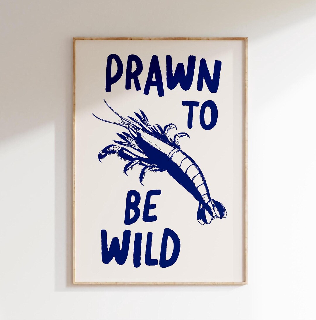 Prawn to Be Wild Printable Kitchen Poster | Kitchen Prints | Retro ...