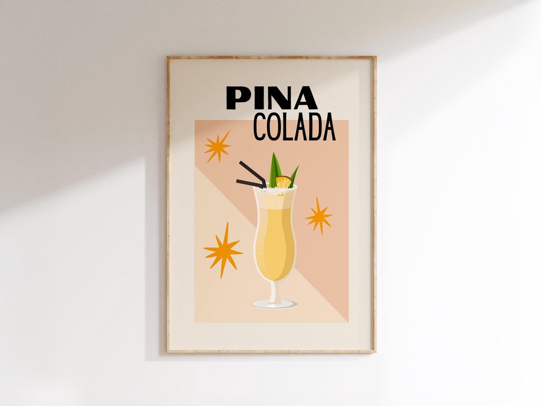 PINA COLADA COCKTAIL Printable Poster Kitchen Digital Download Bar Cart ...