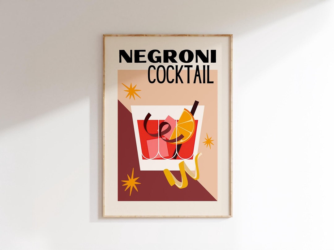 NEGRONI PRINTABLE Digital Download Bar Cart Decor COCKTAIL Poster Party ...