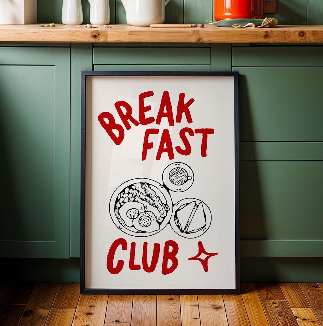 Breakfast Club Printable Kitchen Poster | Digital Download | Eggs and ...