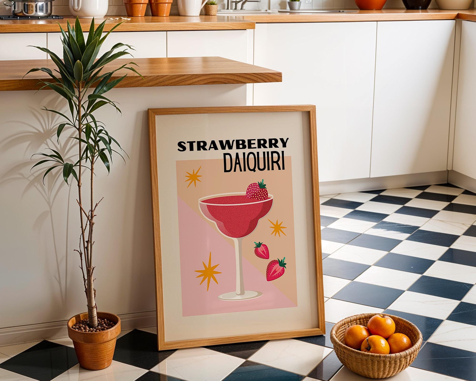 Strawberry DAIQUIRI COCKTAIL PRINTABLE | Kitchen Digital Download | Bar ...