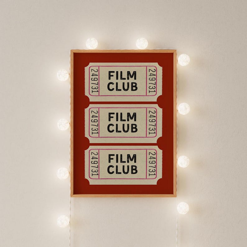 Retro Film Club Print: Fun Burgundy Wall Art (printed and Shipped) - Etsy