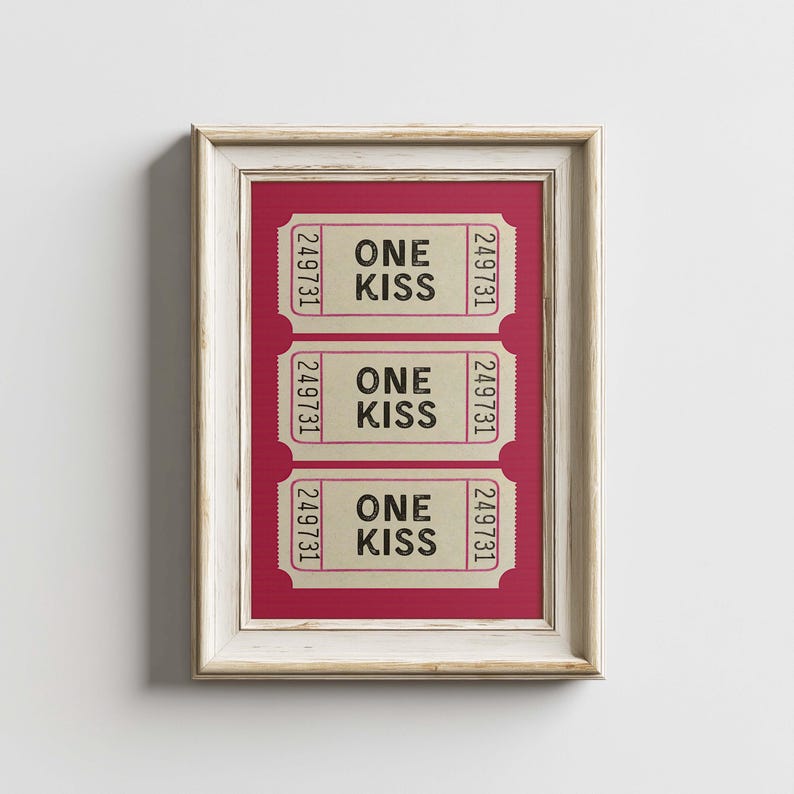 Printable Ticket Stubs Wall Art | One Kiss Vintage Tickets | Romantic ...