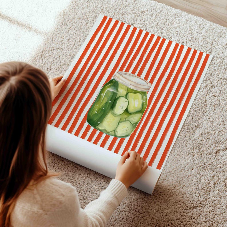 Pickle Kitchen Poster: Red Wall Art Maximalist Print (digital Download ...