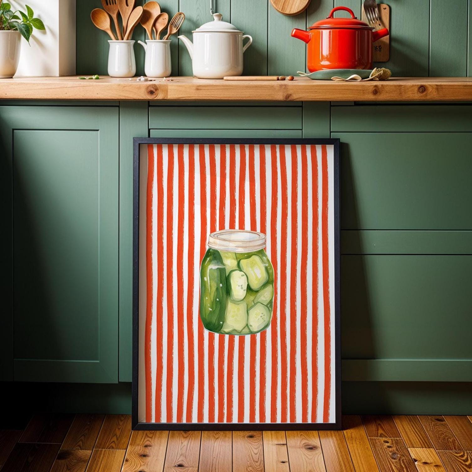 Pickle Kitchen Poster: Red Wall Art Maximalist Print (digital Download ...