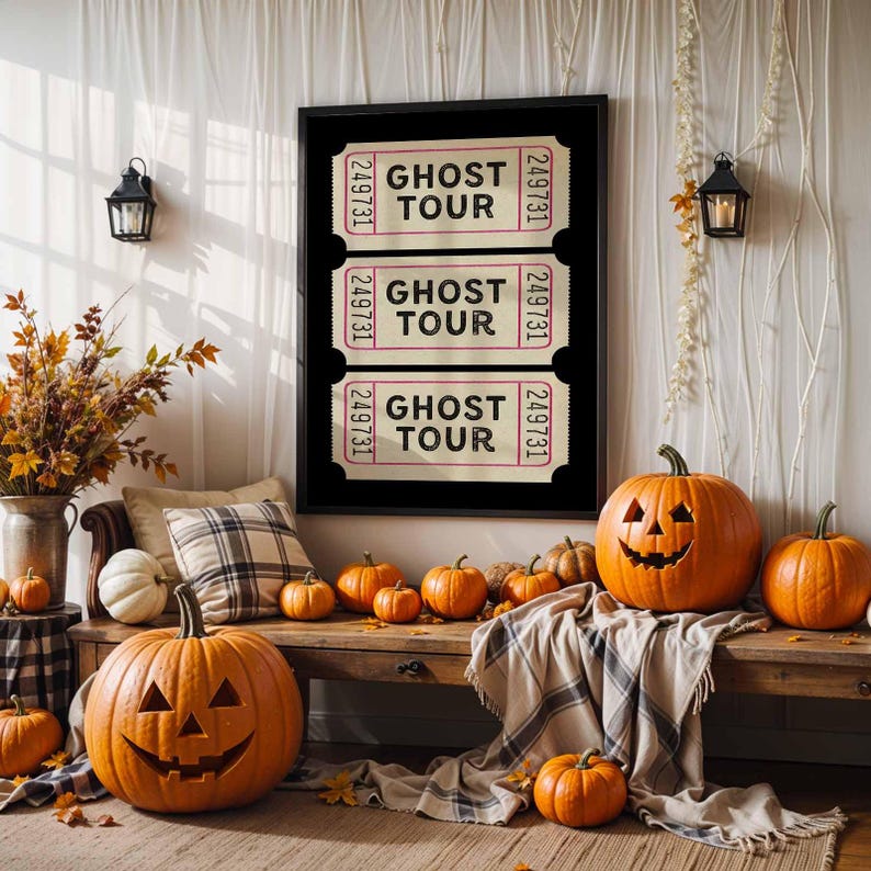 Printable Halloween Art | Ghost Tour Vintage Ticket Stubs Print ...