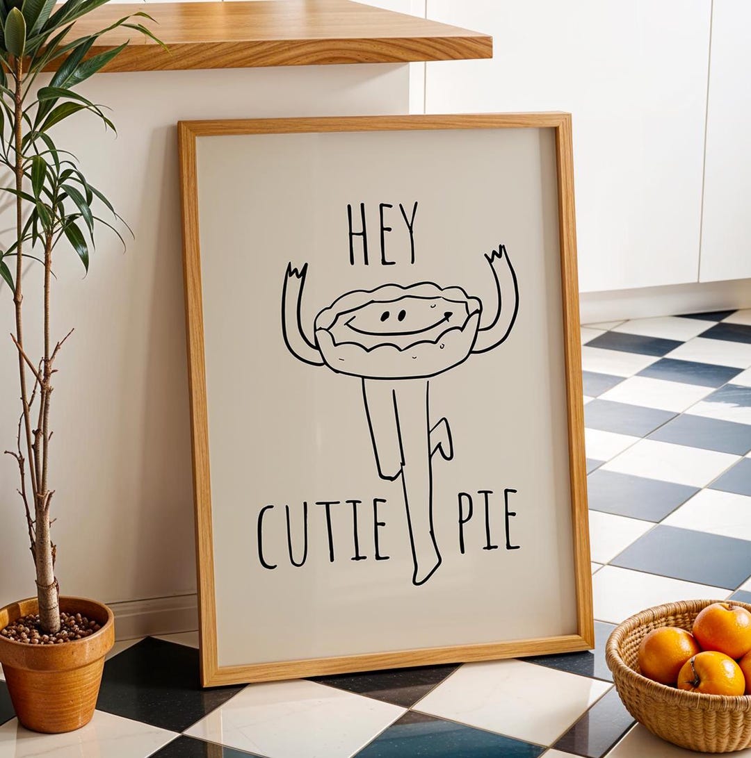Pie Printable Kitchen Wall Art | Hey Cutie Pie Pun | Minimalist ...