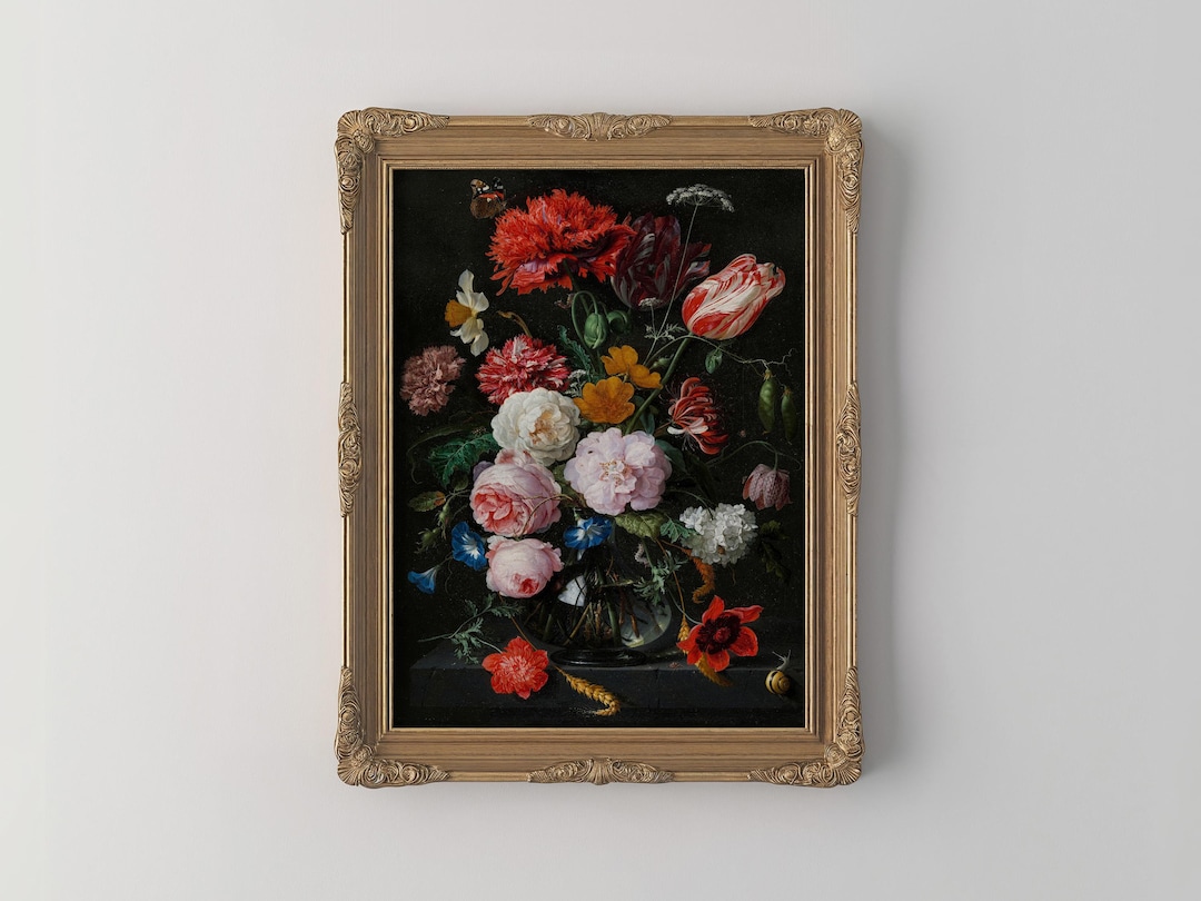 Vintage DARK FLORAL PRINTABLE Art 1600s Vintage Painting Digital ...