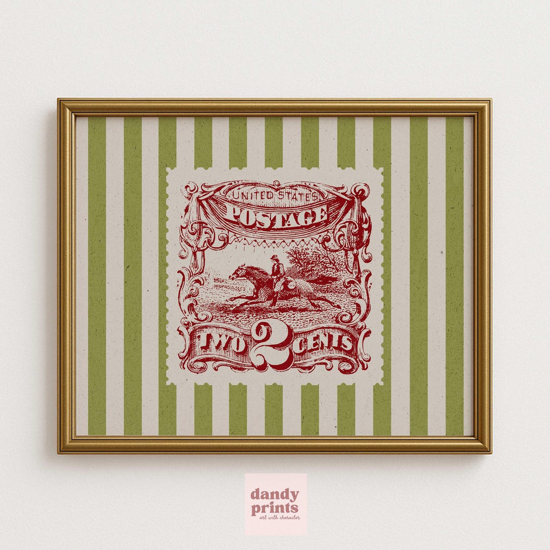 Vintage Postage Stamp Print, Printable Western Wall Art, Rodeo Wall ...