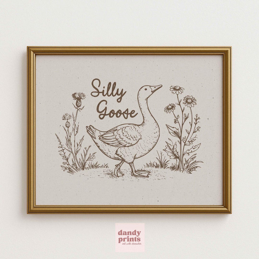Silly Goose Print | Printable Vintage Style Nursery Art | Cute New Baby ...