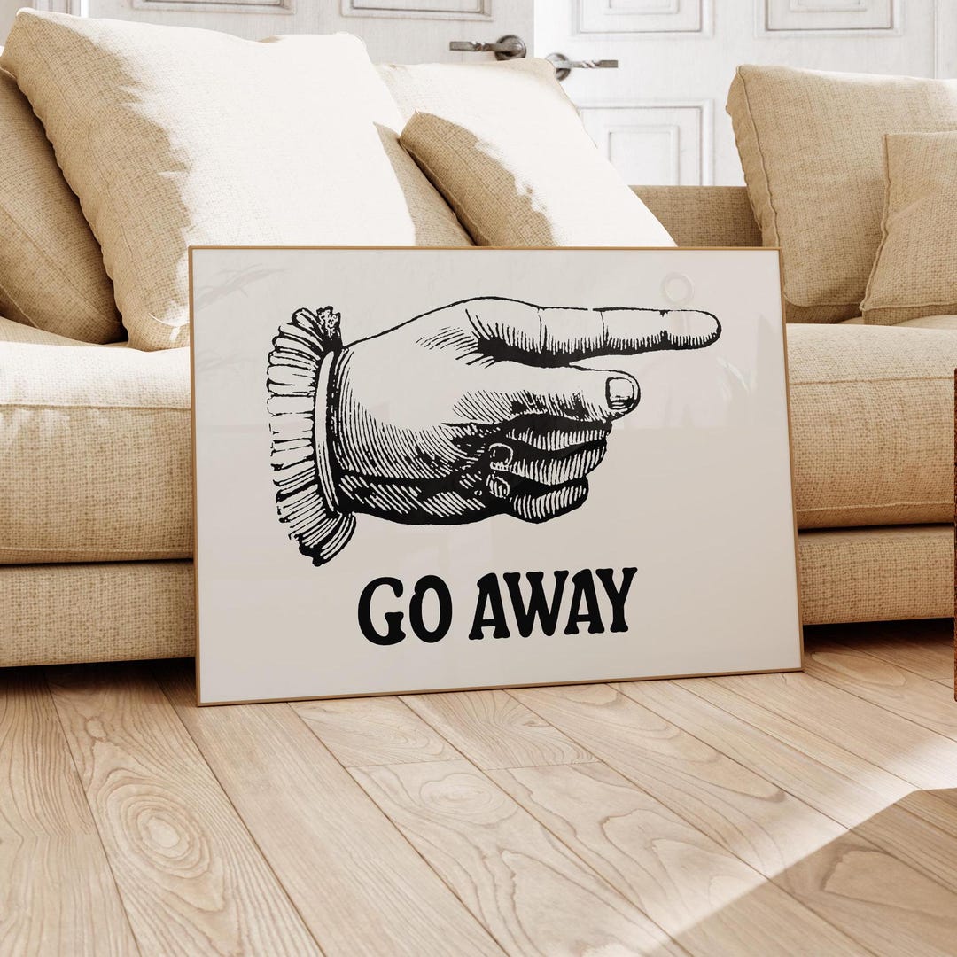 Go Away Printable Art | Vintage Manicule | Digital Download ...