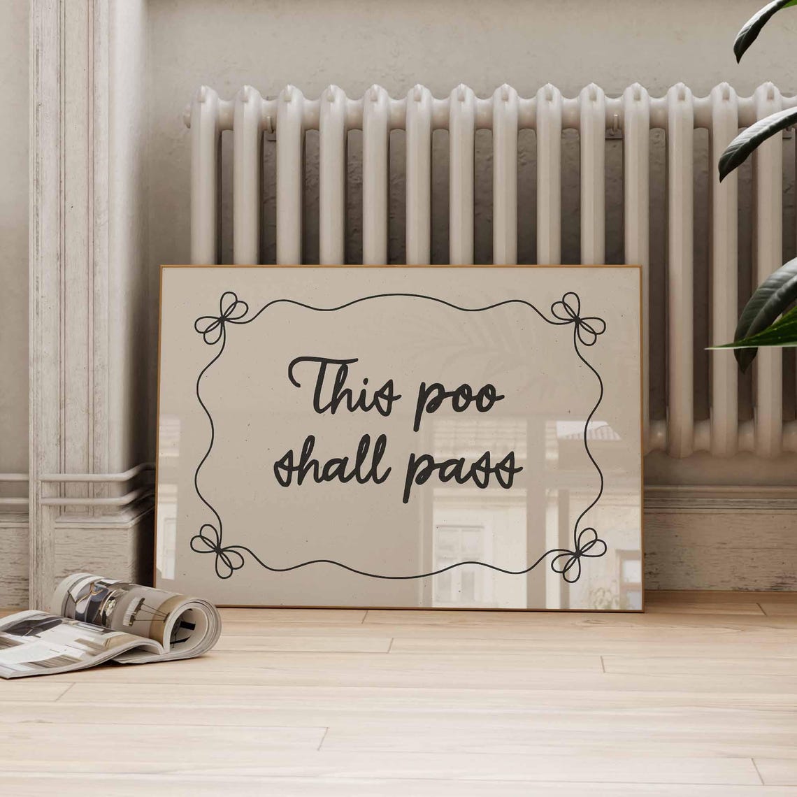 Funny Bathroom Art: This Poo Shall Pass Neutral Decor (digital Download ...