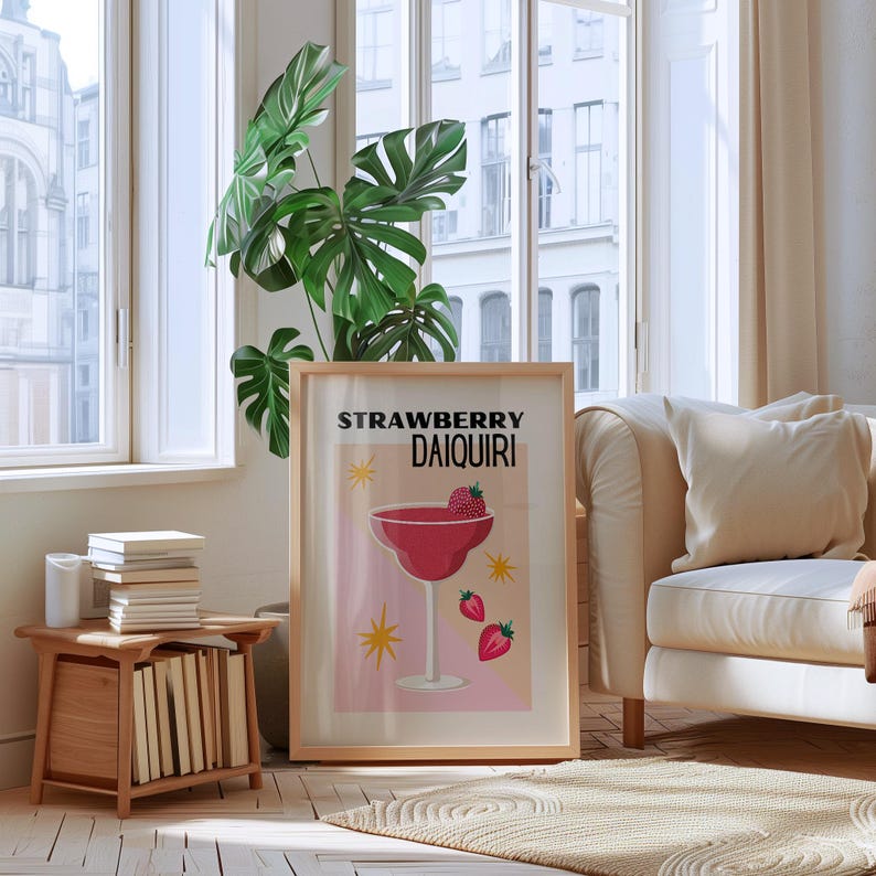 Strawberry DAIQUIRI COCKTAIL PRINTABLE | Kitchen Digital Download | Bar ...