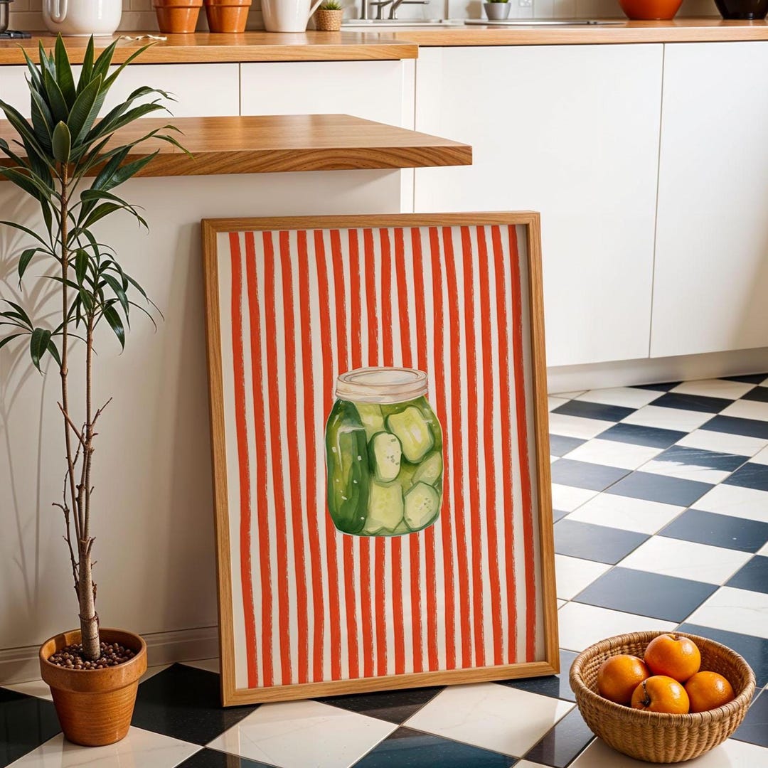 Pickle Kitchen Poster: Red Wall Art Maximalist Print (digital Download ...