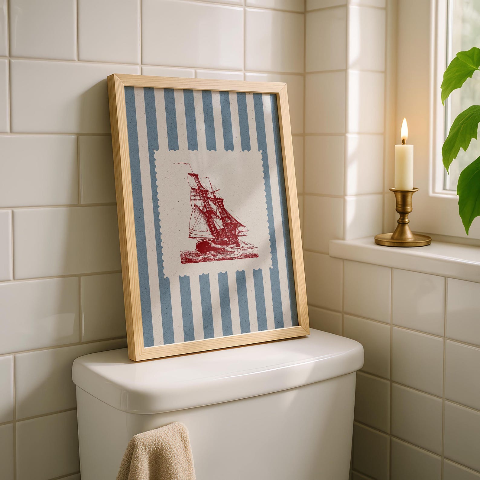 Nautical Ship Print: Striped Sailor Art, Summer Vibes (digital Download ...