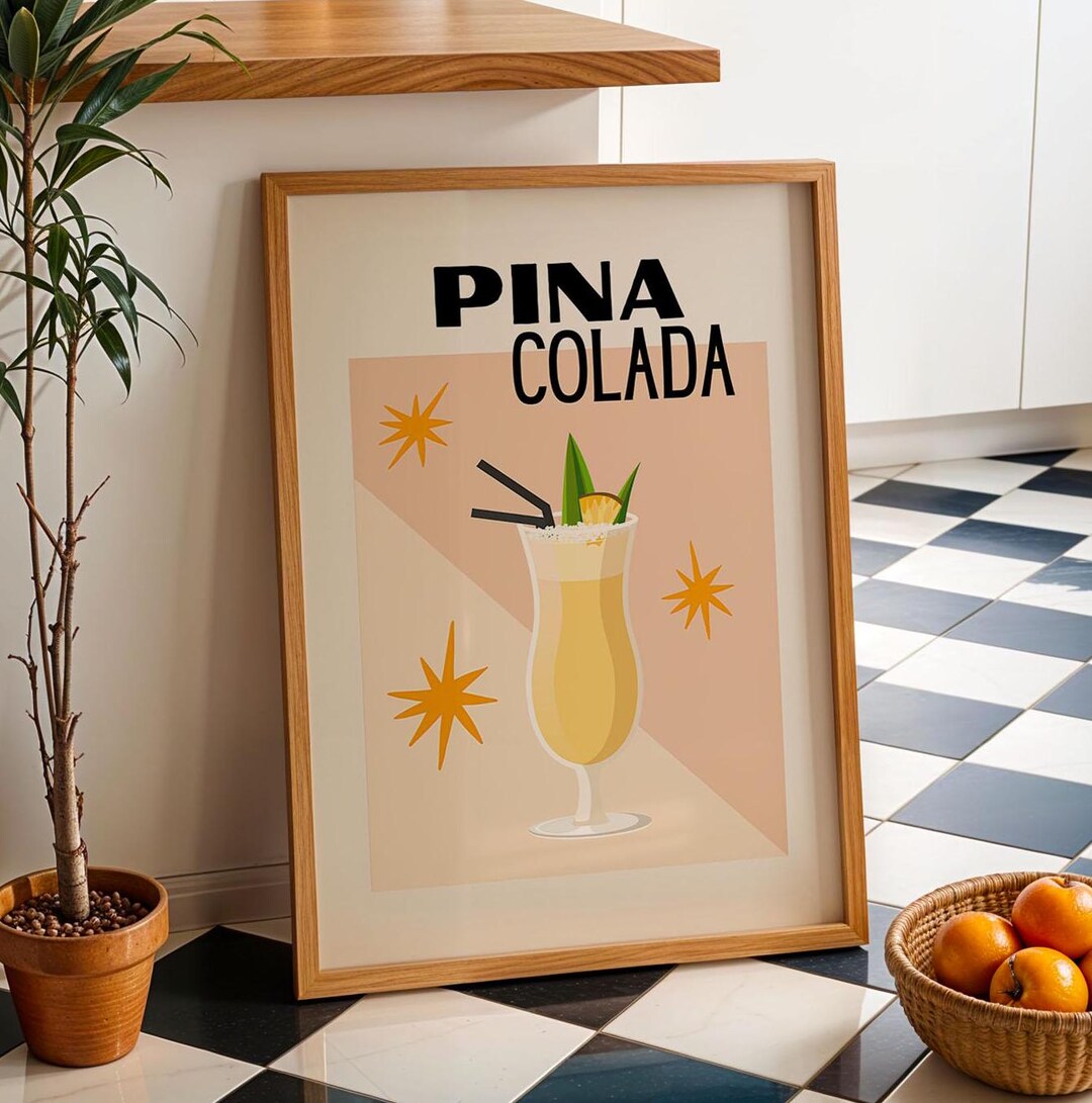 Pina Colada Printable Poster | Kitchen Digital Download | Bar Cart ...