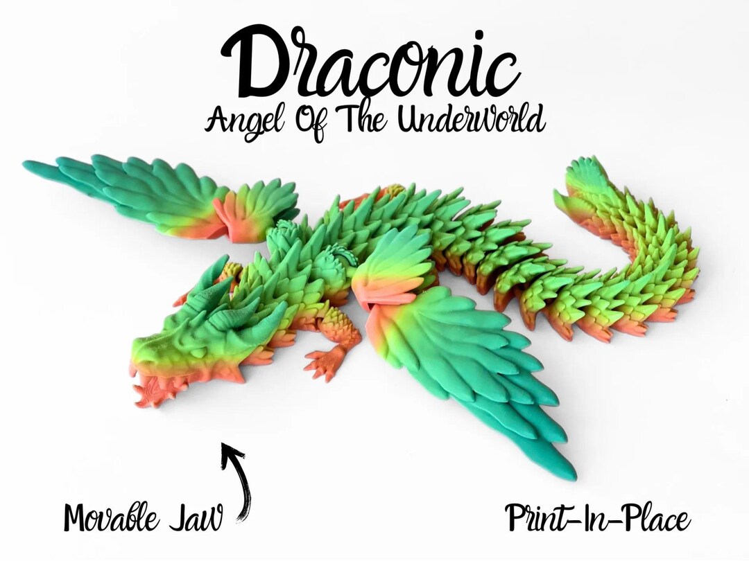 3D Printed Dragon With Wings - Draconic - Angel of Underworld by ...