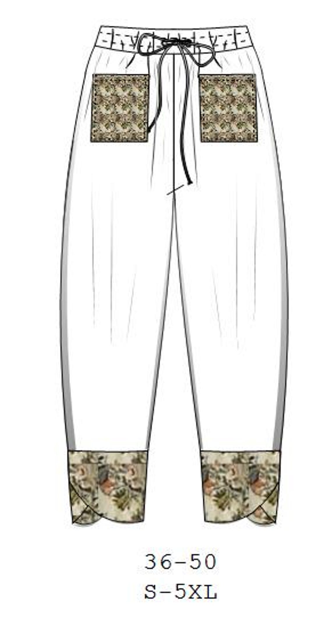 Linen Balloon Pants Pattern Wide Leg Elastic Waist Cropped Digital PDF ...