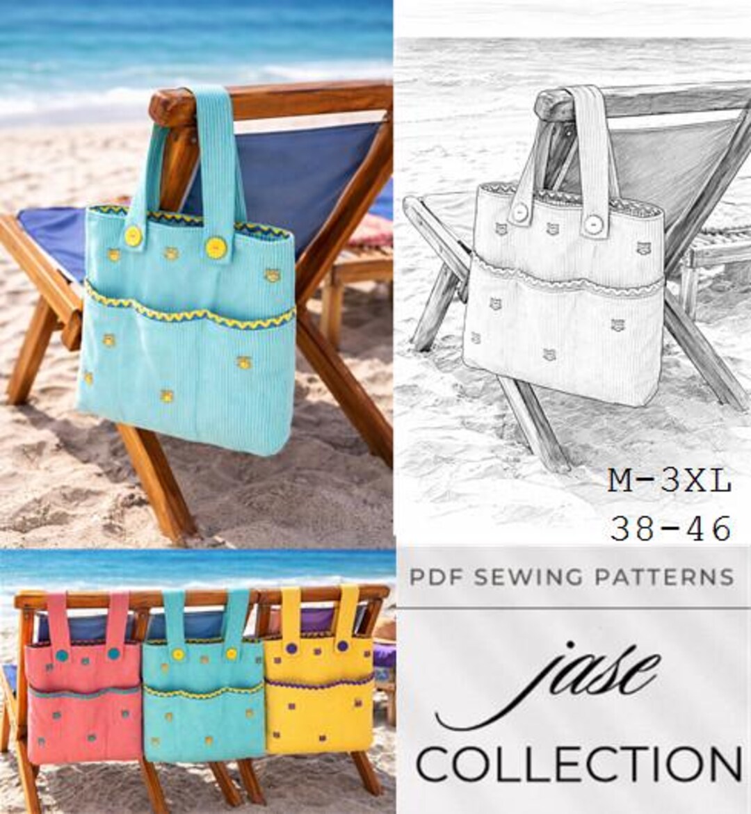 Quilted Beach Tote Pattern PDF Large Summer Bag Sewing Tutorial Instant ...