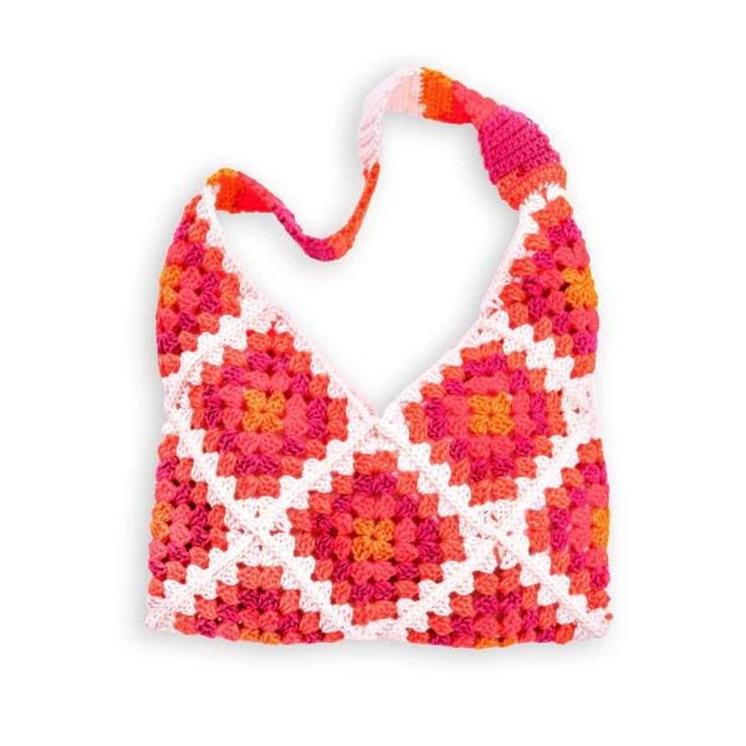 Granny Square Bags Red Heart Crochet PATTERN, Tote Bag Crochet Pattern ...