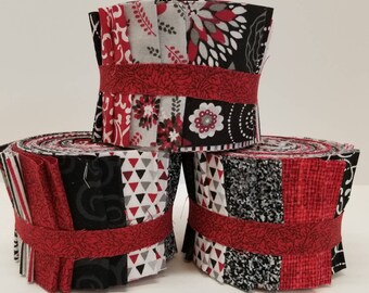 Pink and Gray Quilt Fabric Jelly Roll Strips SEW FUN QUILTS | Etsy