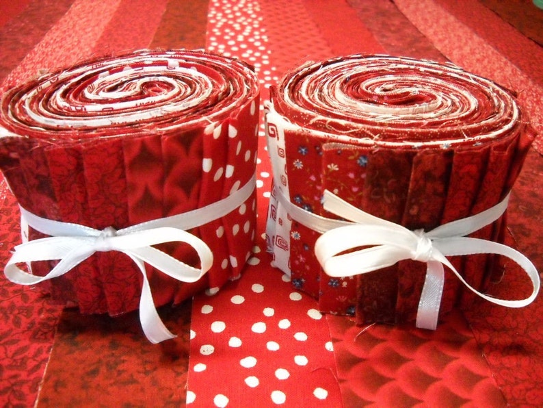 Red Jelly Roll Quilt Fabric Strips - Time Saver Quilt Kit by SEW FUN ...